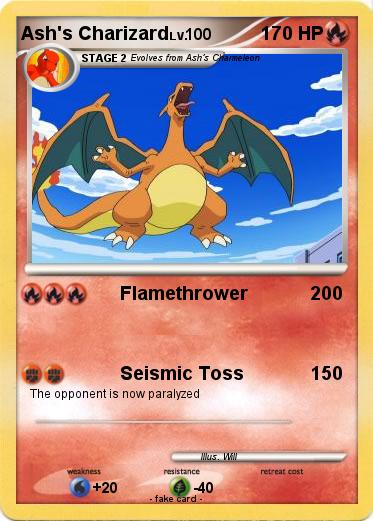 Pokémon Ash s Charizard 98 98 - Flamethrower - My Pokemon Card