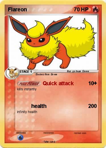 Pokémon Flareon 302 302 - Quick attack - My Pokemon Card