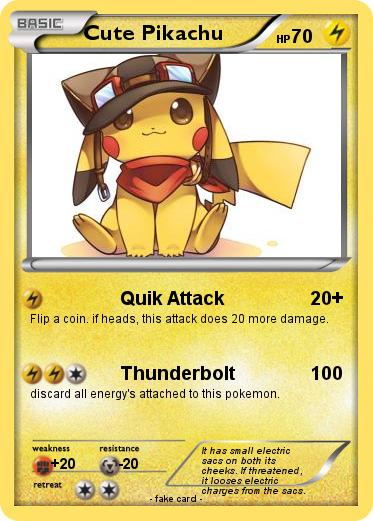 Pokémon Cute Pikachu 150 150 - Quik Attack - My Pokemon Card