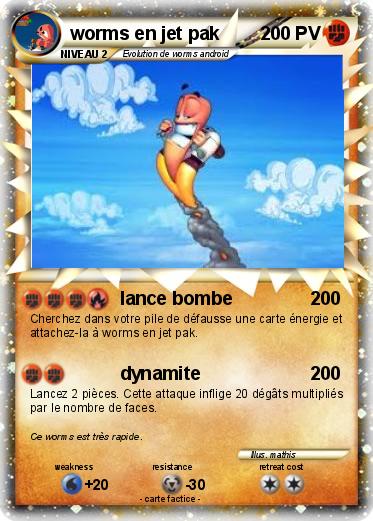 Pokémon worms en jet pak - lance bombe - Ma carte Pokémon