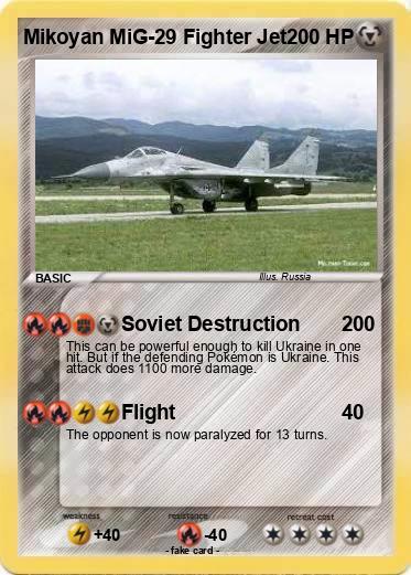 Pokémon Mikoyan MiG 29 Fighter Jet 1 1 - Soviet Destruction - My ...