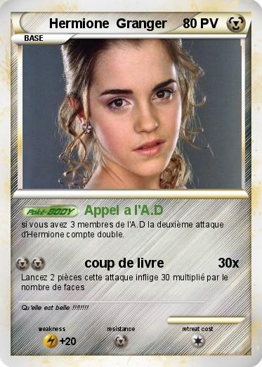 Pokémon Hermione Granger 14 14 - Appel a l'A.D - Ma carte Pokémon