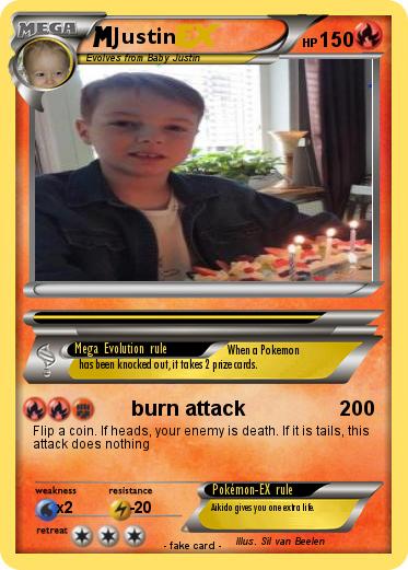 Pokémon Justin 7359 7359 - burn attack - My Pokemon Card