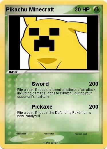 Pokémon Pikachu Minecraft 4 4 - Sword - My Pokemon Card