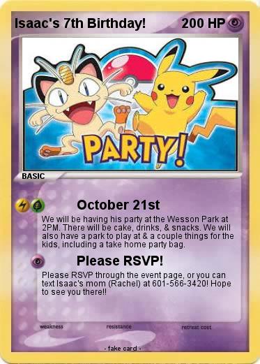 Pokémon Isaac s 7th Birthday - October 21st - My Pokemon Card