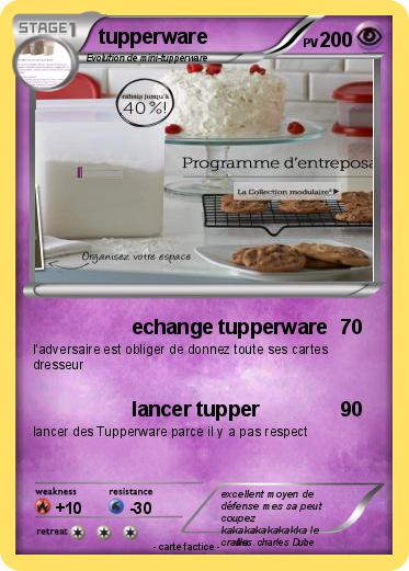 Pokémon tupperware - echange tupperware - Ma carte Pokémon