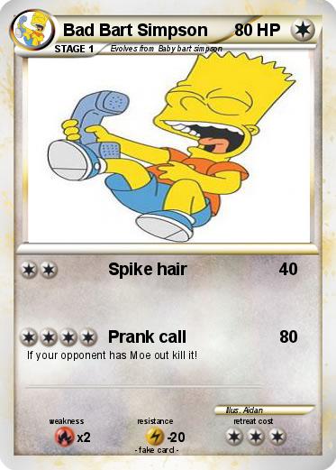 Pokémon Bad Bart Simpson - Spike hair - My Pokemon Card