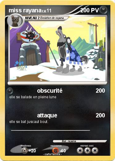 Pokémon miss rayana - obscurité - Ma carte Pokémon