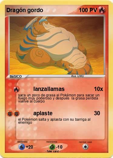 Pokémon Dragon gordo - lanzallamas - Mi carta pokémon