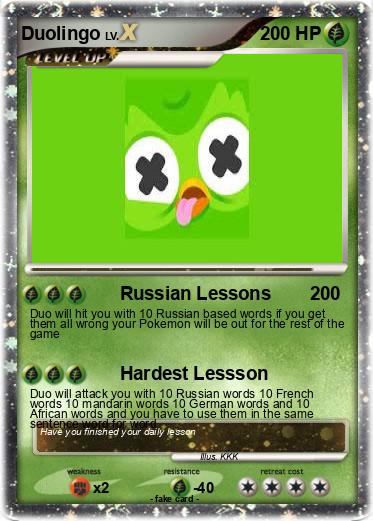Pokémon Duolingo 296 296 - Russian Lessons - My Pokemon Card
