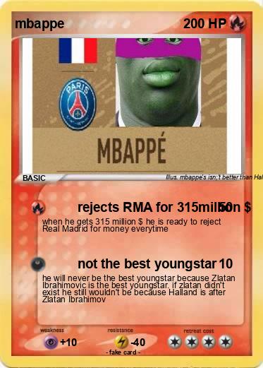 Pokémon mbappe 62 62 - rejects RMA for 315million $ - My Pokemon Card