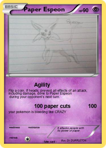 Pokémon Paper Espeon - Agility - My Pokemon Card