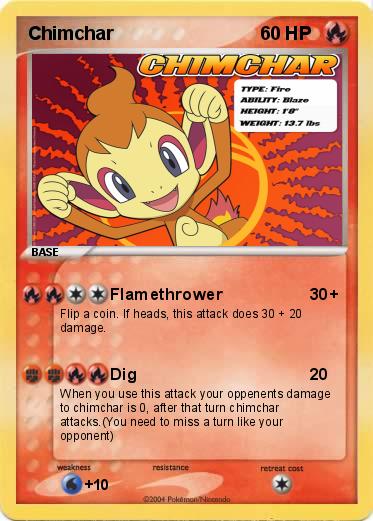 Pokémon Chimchar 57 57 - Flamethrower - My Pokemon Card