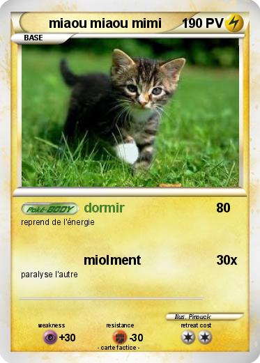Pokémon miaou miaou mimi - dormir - Ma carte Pokémon