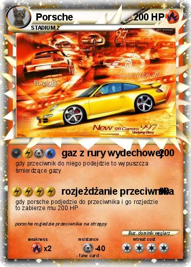 Pokémon Porsche 76 76 - gaz z rury wydechowej - Twoja własna karta pokemon