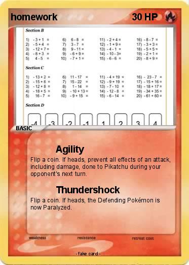 Pokémon homework 160 160 - Agility - My Pokemon Card