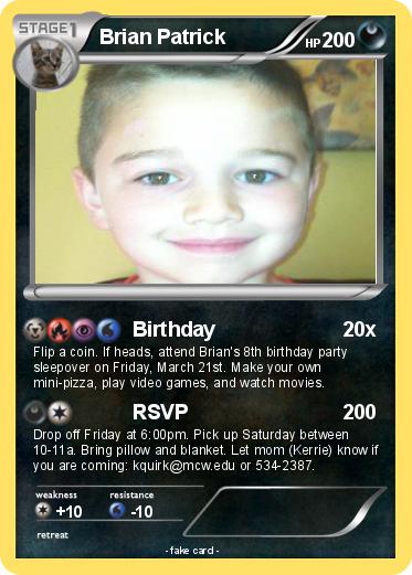 Pokémon Brian Patrick - Birthday - My Pokemon Card