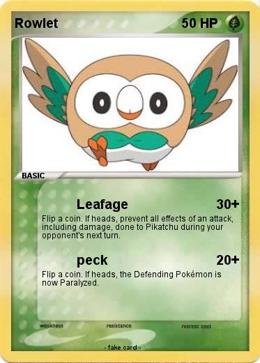 Pokémon Rowlet 174 174 - Leafage - My Pokemon Card