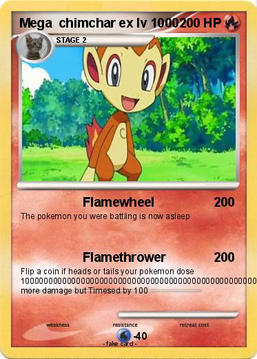 Pokémon Mega chimchar ex lv 1000 1000 - Flamewheel - My Pokemon Card