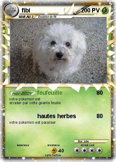 Pokémon fibi 4 4 - feufeuille - Ma carte Pokémon
