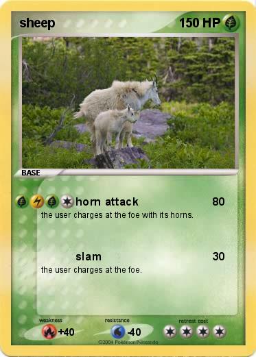 Pokémon sheep - horn attack - My Pokemon Card