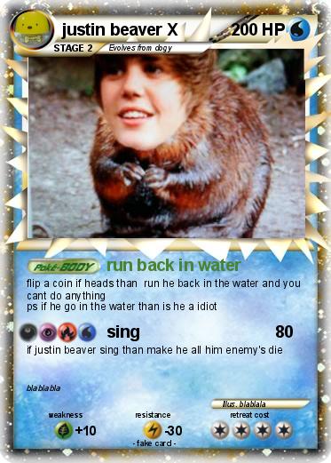Pokémon justin beaver X - run back in water - My Pokemon Card
