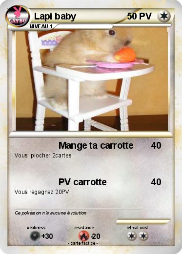 Pokémon Lapi baby - Mange ta carrotte - Ma carte Pokémon