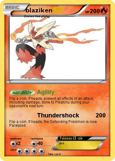 Pokémon blaziken 887 887 - Agility - My Pokemon Card