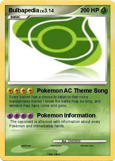 Pokémon Bulbapedia 2 2 - Pokemon AC Theme Song - My Pokemon Card