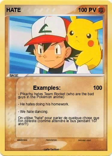 Pokémon HATE 127 127 - Examples: - Ma carte Pokémon