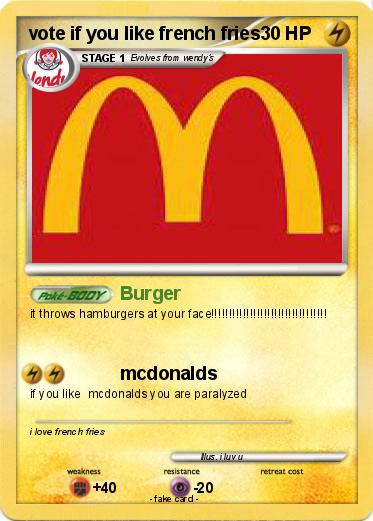 Pokémon vote if you like french fries - Burger - My Pokemon Card