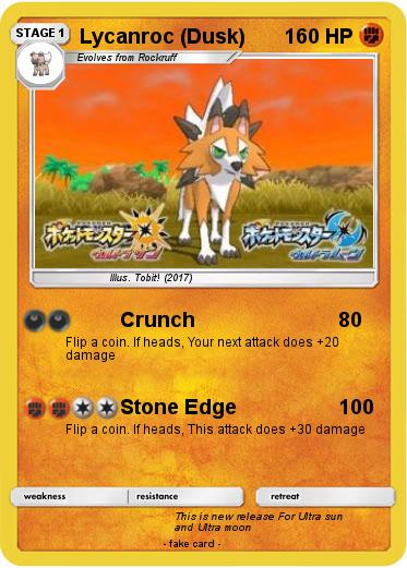 Pokémon Lycanroc Dusk 1 1 - Crunch - My Pokemon Card