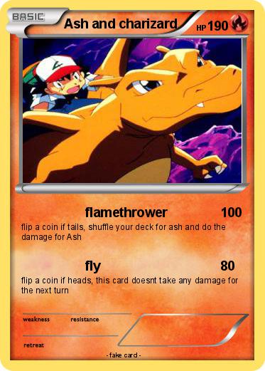 Pokémon Ash and charizard 4 4 - flamethrower - My Pokemon Card