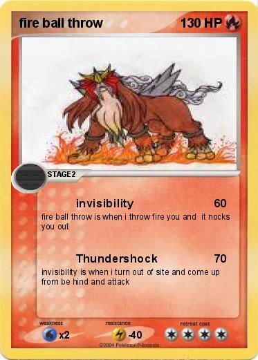 Pokémon fire ball throw - invisibility - My Pokemon Card
