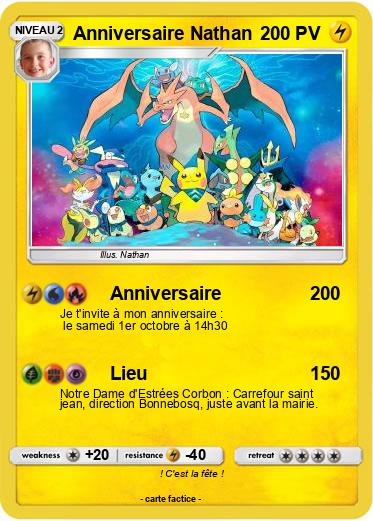 Pokémon Anniversaire Nathan 3 3 - Anniversaire - Ma carte Pokémon