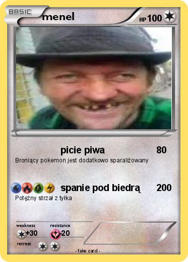 Pokémon menel 30 30 - picie piwa - Twoja własna karta pokemon
