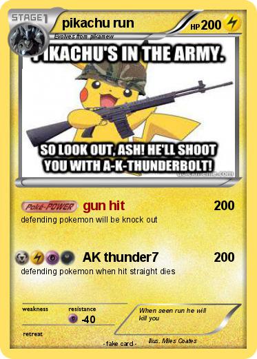 Pokémon pikachu run - gun hit - My Pokemon Card