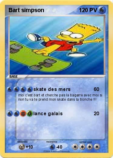 Pokémon Bart simpson 20 20 - skate des mers - Ma carte Pokémon