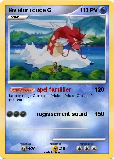 Pokémon leviator rouge G - apel famillier - Ma carte Pokémon