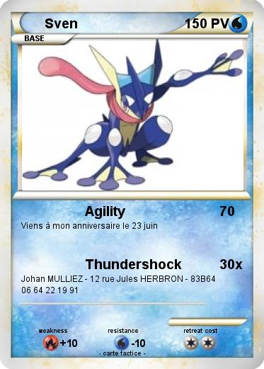 Pokémon Sven 118 118 - Agility - Ma carte Pokémon
