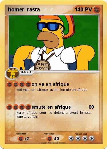 Pokémon homer rasta 1 1 - on va en afrique - Ma carte Pokémon