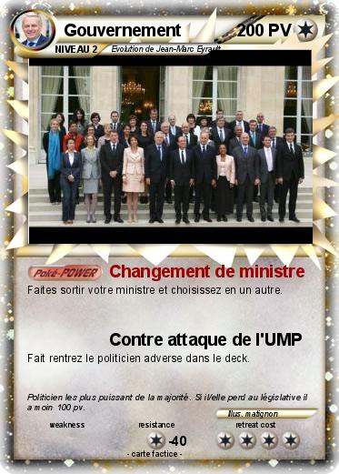 Pokémon Gouvernement - Changement de ministre - Ma carte Pokémon
