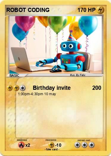 Pokémon ROBOT CODING - Birthday invite - My Pokemon Card