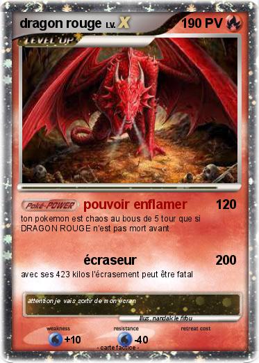 Pokémon dragon rouge 113 113 - pouvoir enflamer - Ma carte Pokémon