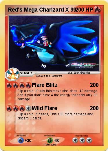 Pokémon Red s Mega Charizard X 99 99 - Flare Blitz - My Pokemon Card