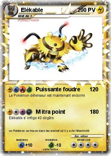 Pokémon Elekable 165 165 - Puissante foudre 120 - Ma carte Pokémon