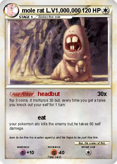 Pokémon mole rat L V1 000 000 000 - headbut - My Pokemon Card