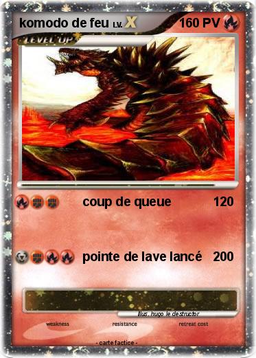 Pokémon komodo de feu - coup de queue - Ma carte Pokémon