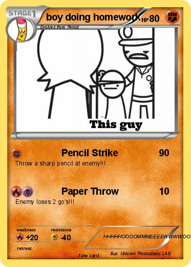 Pokémon boy doing homework - Pencil Strike - My Pokemon Card