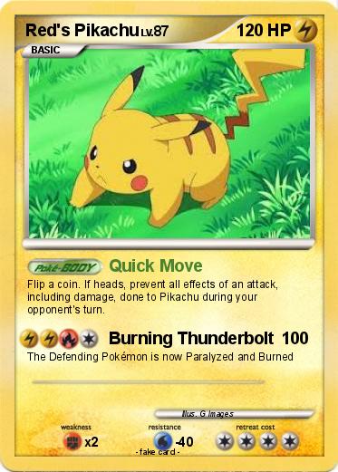 Pokémon Red s Pikachu 31 31 - Quick Move - My Pokemon Card